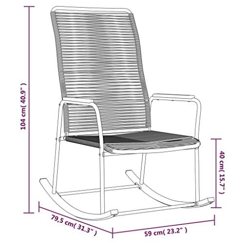BUKSCYJS Camping Rocking Chairs,Rocking Chairs for Outside,Rocking Chairs for Outside Foldable,Rocking Lawn Chairs Foldable with Shocks,Patio Rocking Chair Black 23.2"x31.3"x40.9" PVC Rattan