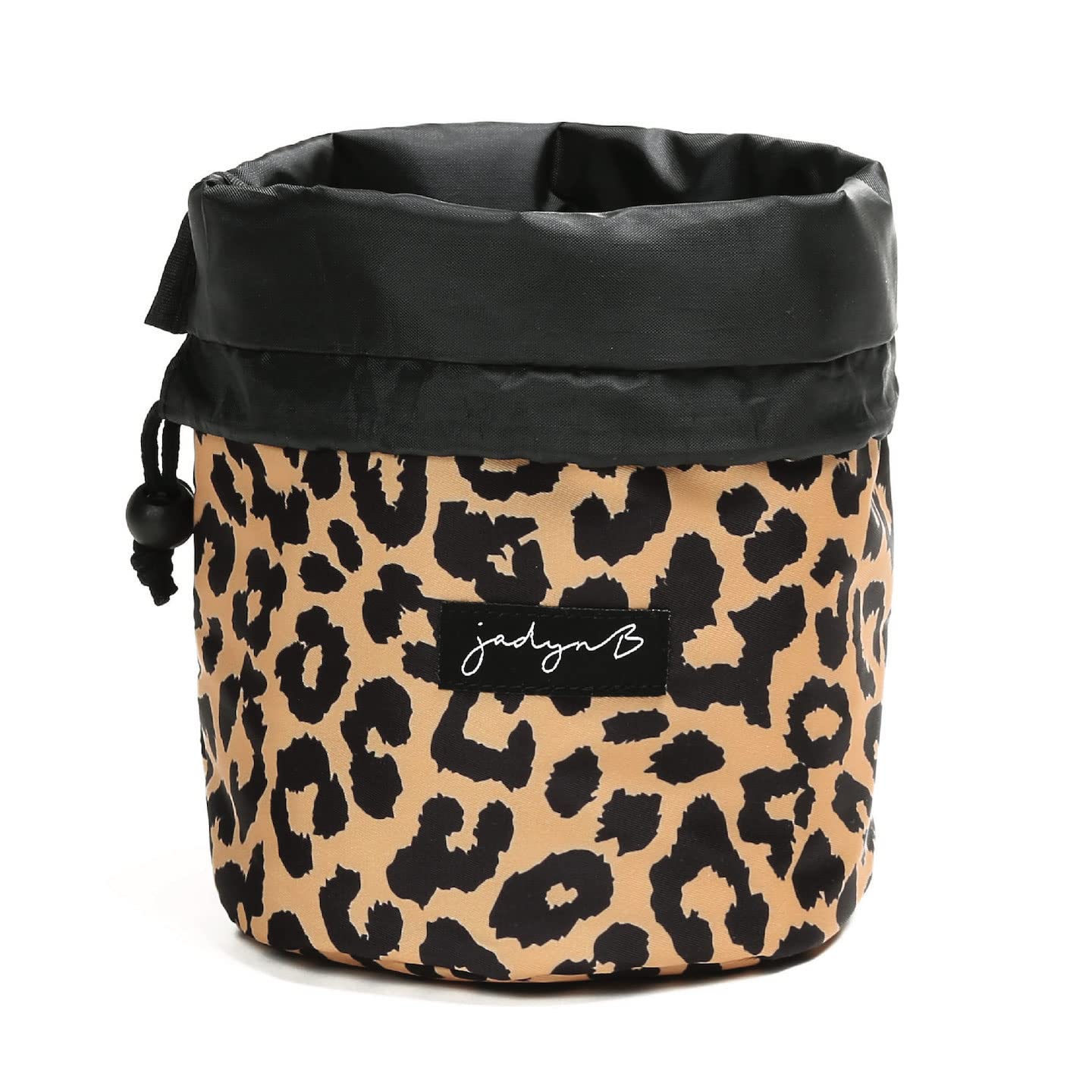 Jadyn Durable Cinch Top Makeup Organizer - Compact Travel Makeup Bag - 7 Interior Pockets for Cosmetics - Drawstring Toiletry Travel Bag for Women - 6L Storage Capacity - (Leopard)