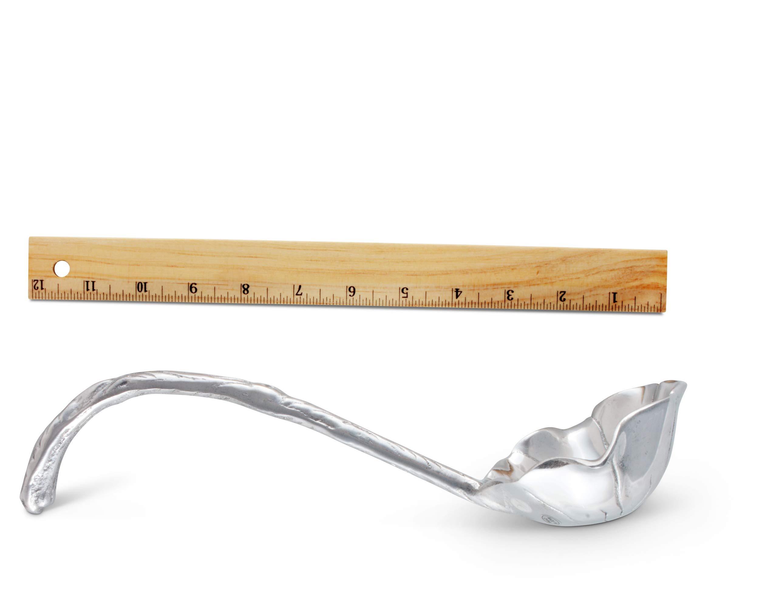 Arthur Court Aluminum Metal Magnolia Pattern Punch/Soup/Serving Ladle Silver Spout 12.5 inch Long