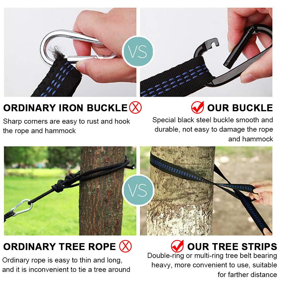Anxin Camping Hammock with Mosquito Bug Netting,Packable Hammock with Tree Straps and Carabiners,Parachute Nylon Hanging Swing Hammock for Backpacking, Survival, Travel & More(Single & Double)-Black