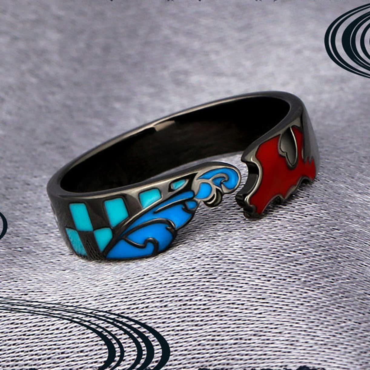 AKJPJNR Anime Ring Adjustable Tanjirou Ring Cosplay Finger Rings Cartoon Accessories Decorations Gifts
