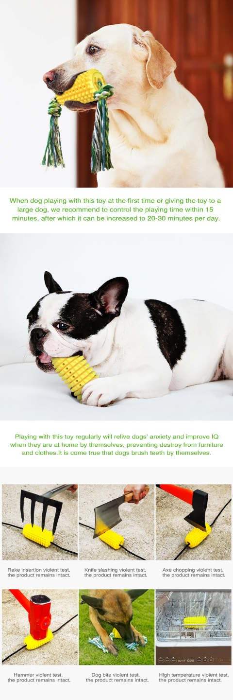 Corn Shape Puppy Chew Toy Pet Dog Molar Toy for Dog Chew Interactive Toys Toothbrush Chew Rope Agressive Chewers, Any Size Any Breed