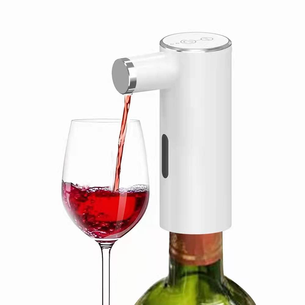 Automatic/Manual Wine Aerator, USB Rechargeable Wine Pump Dispenser Electric Aeration and Decanter Wine Spout Pourer, Red & White Wine Accessories Automatic Aerator β White