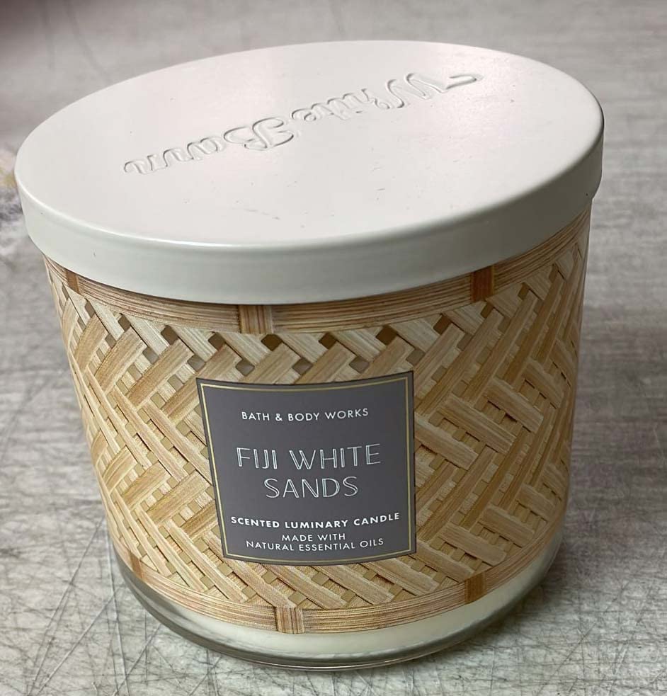 Bath & Body Works, White Barn 3-Wick Candle w/Essential Oils - 14.5 oz - 2022 Spring Scents! (Fiji White Sands)