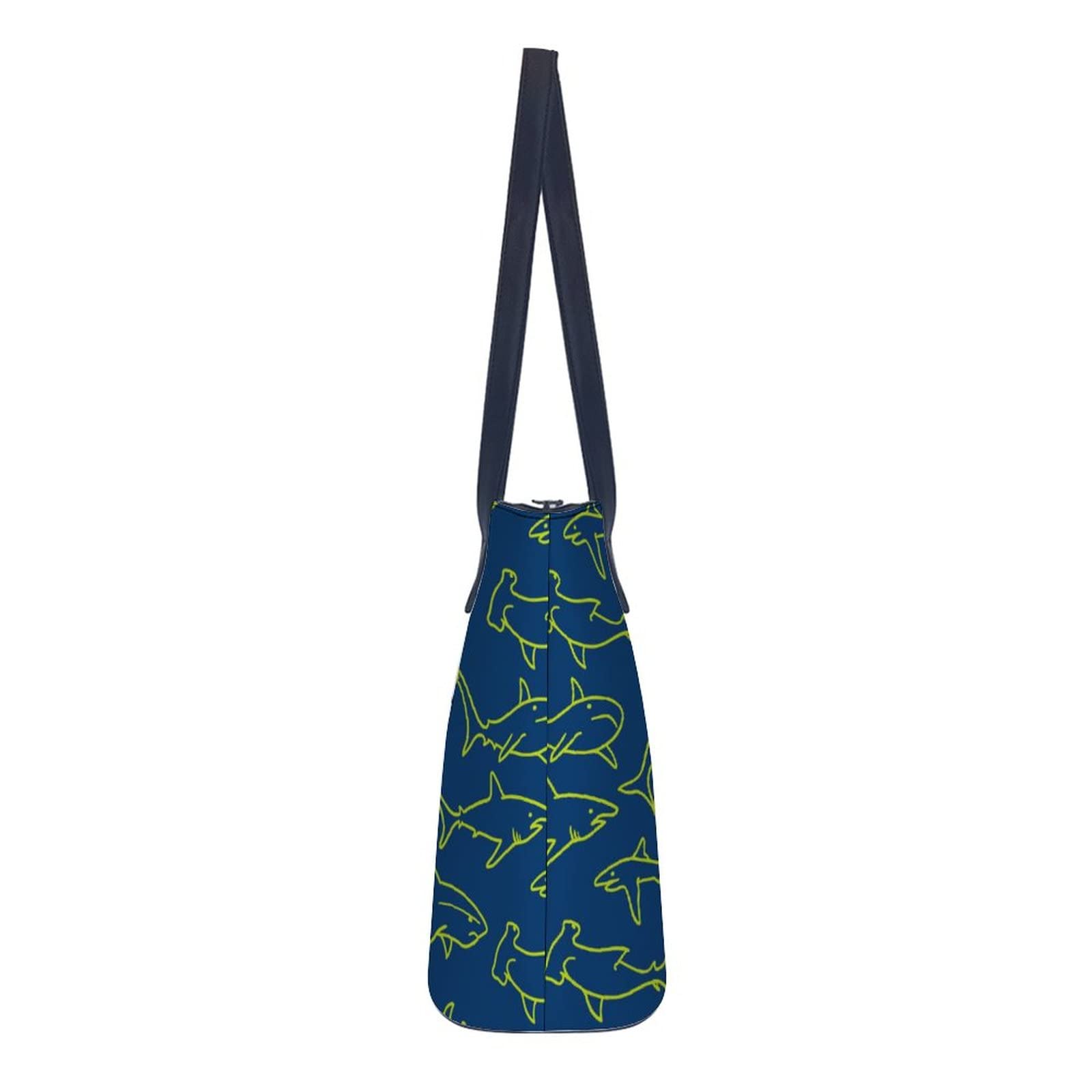 Swimming Shark Women's Tote Bag PU Leather Shoulder Bag Handbags Purse For Work Shopping Travel