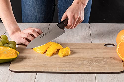 ARCOS Chef Knife 8 Inch Stainless Steel. Multi-use Professional Cooking Knife for Cutting Meat and Vegetables. Ergonomic Polyoxymethylene Handle and 215mm Blade. Series Maitre. Color Black