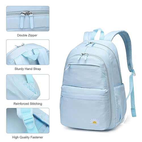 Caran·Y Kids' Backpacks Multipurpose, Waterproof,Spacious Lightweight School Bookbag for 15.6-inch Laptop,Bottle Side Pockets and Suitable for Ages 6 and Up Girl Boy Toddler Backpack(Aqua Blue)