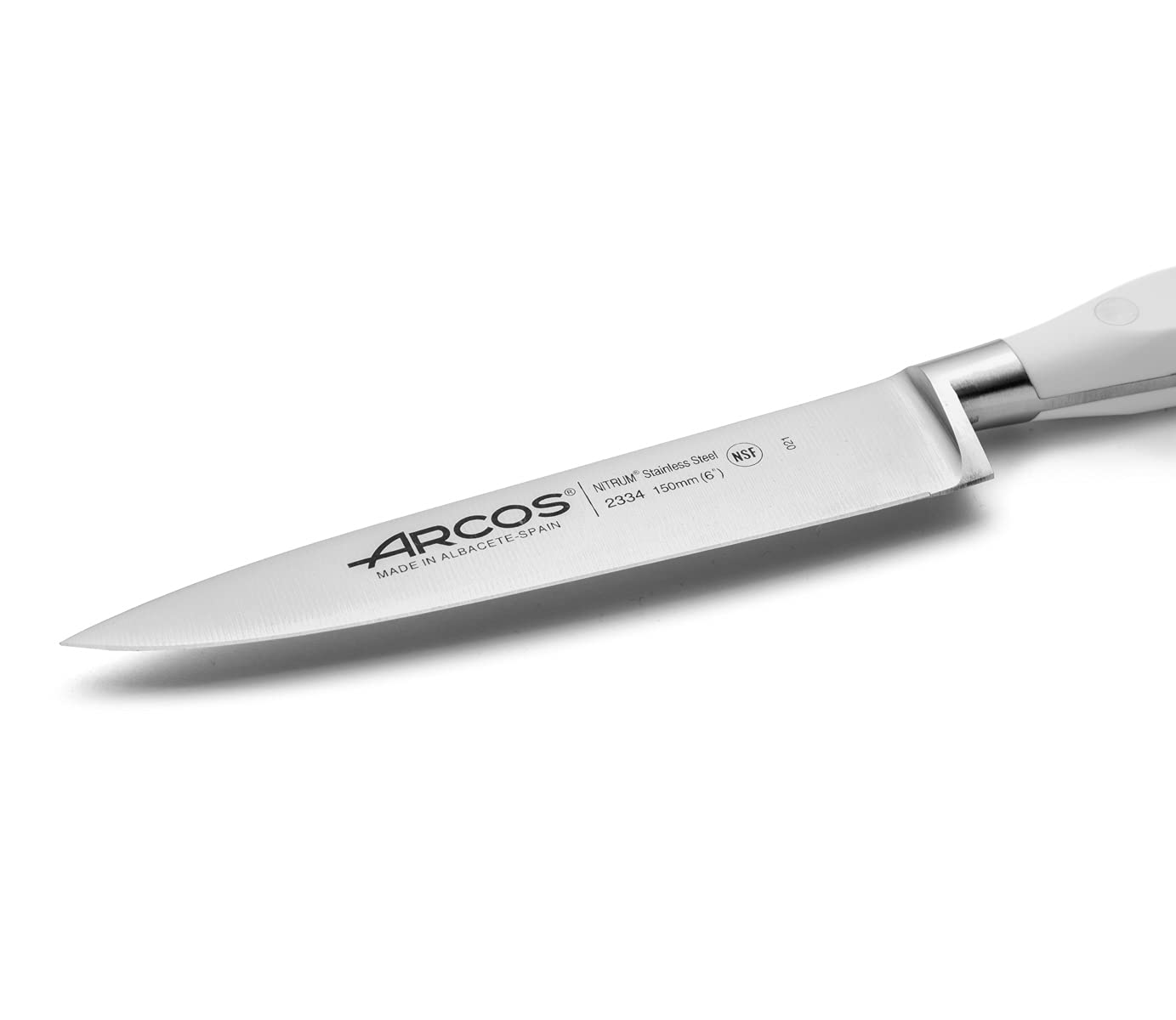 ARCOS Forged Chef Knife 6 Inch Stainless Steel. Multi-Use Professional Cooking Knife with Ergonomic Polyoxymethylene Handle and 150mm Blade. Series Riviera Blanc. Color White