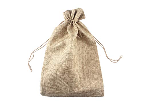 QIANHAILIZZ 10 Pack 8 x 12 Inch Linen Drawstring Bags Hessian Jewelry Gift Pouch Candy Pouch Flax Drawstring Wedding Favor Bags