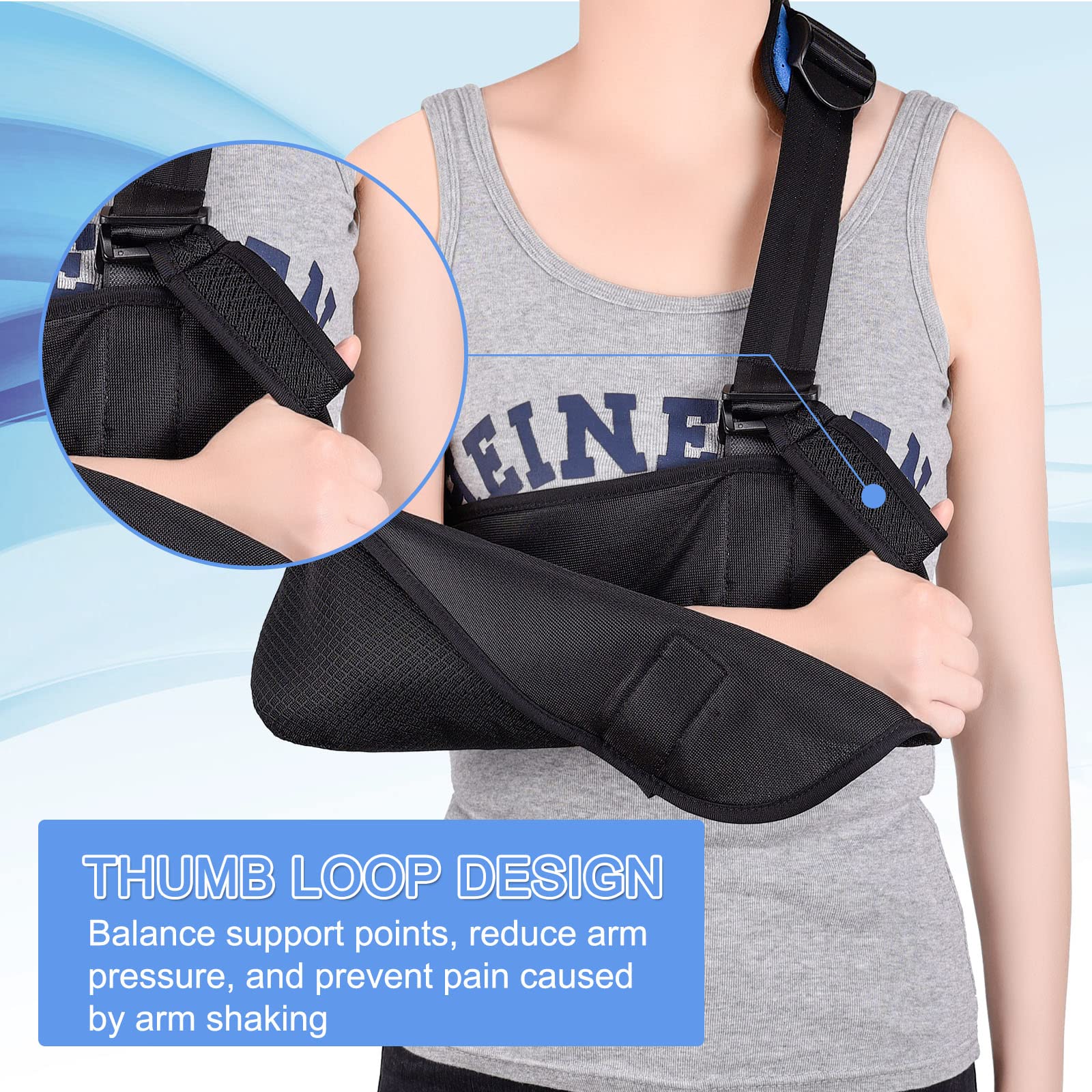 Aastin Arm Sling Shoulder Immobilizer for Women, Men, Teenagers, Adjustable Shoulder Sling Strap with a Foam Neck Pad for Wrist, Elbow, Shoulder Injury (Medium)