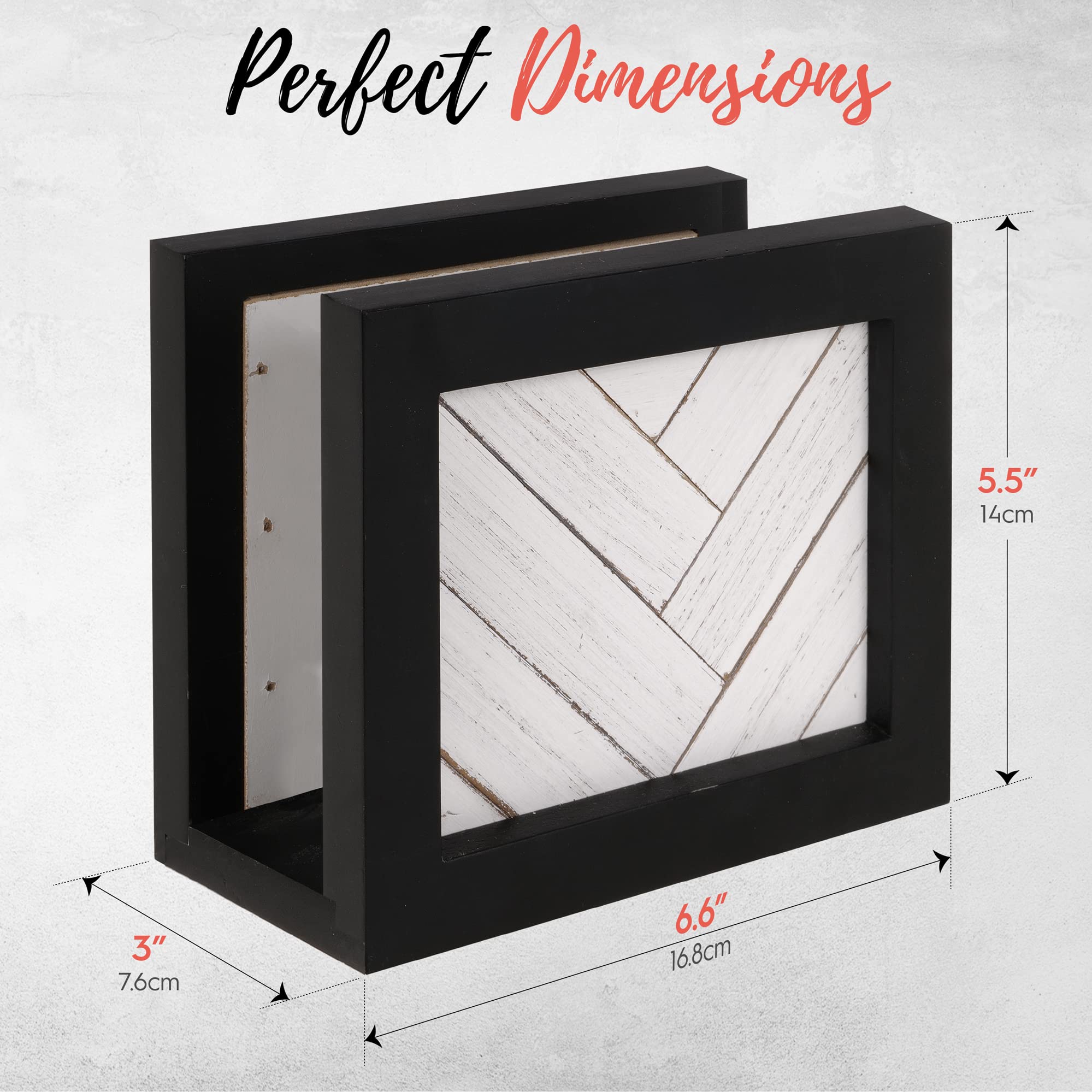Autumn Alley Modern Farmhouse Napkin Holder for Table - Cute Black White Napkin Holder in Rustic Shiplap Pattern - Upright Napkin Holders for Farmhouse Kitchen Décor