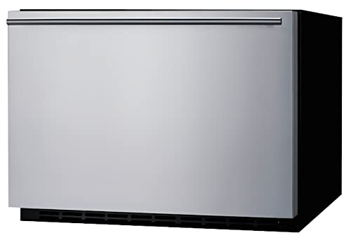 Summit Appliance SDR241OS Built-In 24" Wide Drawer Refrigerator, 2 cu.ft Capacity, Temperature Alarm, Weatherproof Design, Frost-free Operation, LED Lighting, Digital Thermostat, Open Drawer Alarm