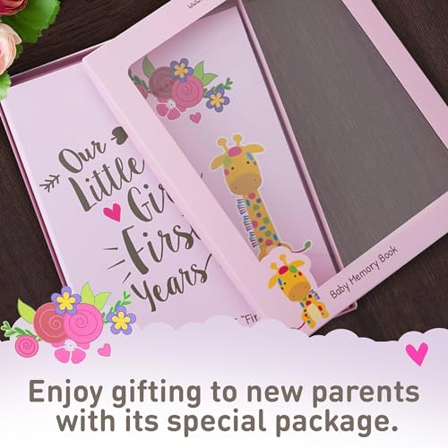 Ronica Memory Book for Baby Girl - Photo Album, Easy to Use Keepsake Scrapbook - Modern Keepsake for New Parents to Record Photos & milestones