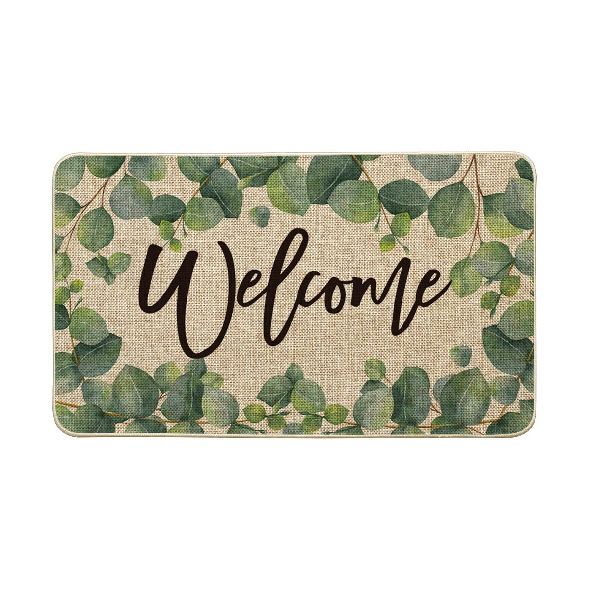 Artoid Mode Eucalyptus Summer Welcome Doormat, Seasonal Spring Summer Low-Profile Yard Floor Switch Mat for Indoor Outdoor 17 x 29 Inch