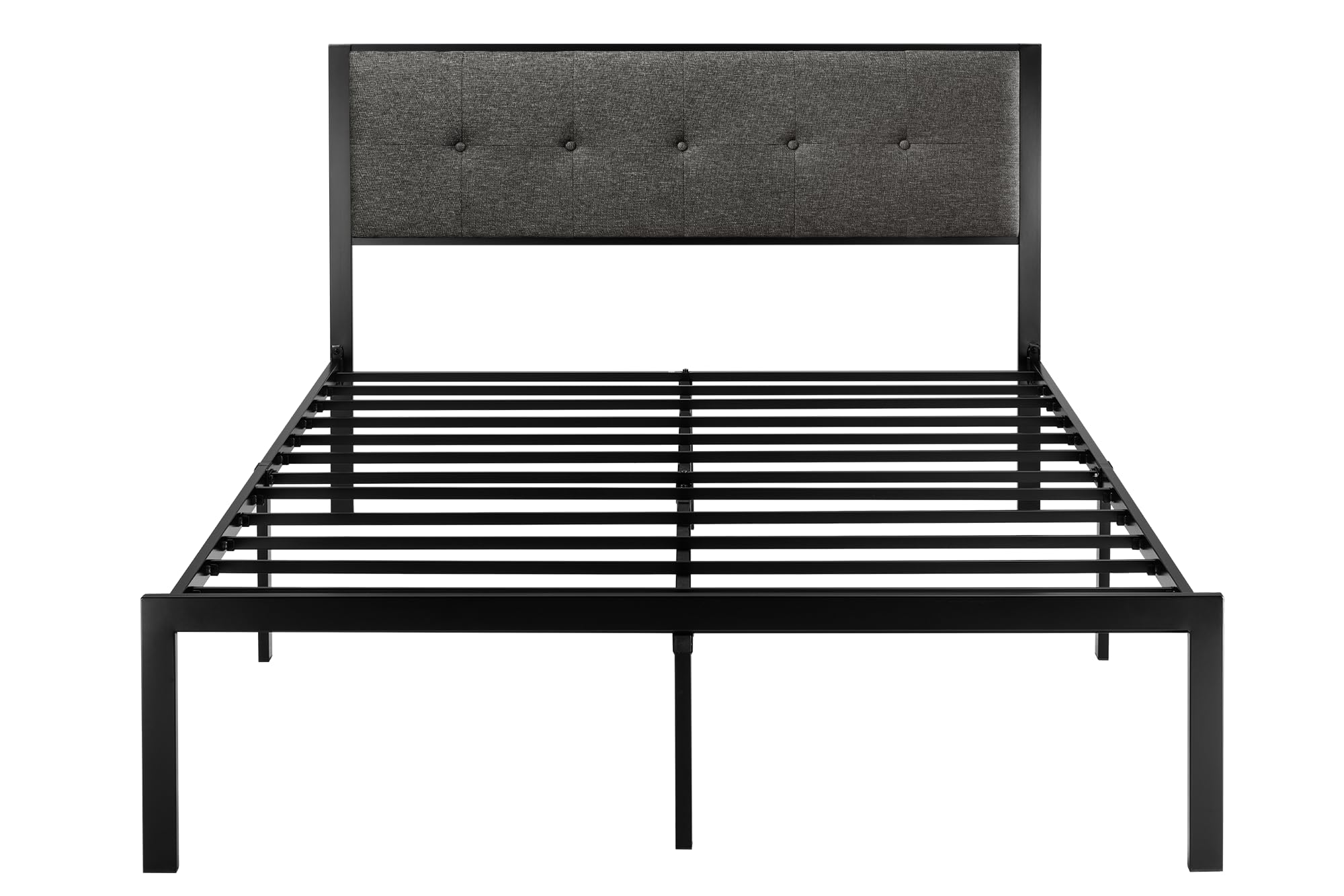 Allewie Full Size Bed Frame with Upholstered Button Tufted Headboard, Platform Bed Frame with 12.4" Underbed Storage, No Box Spring Needed,Noise Free, Easy Assembly, Dark Grey