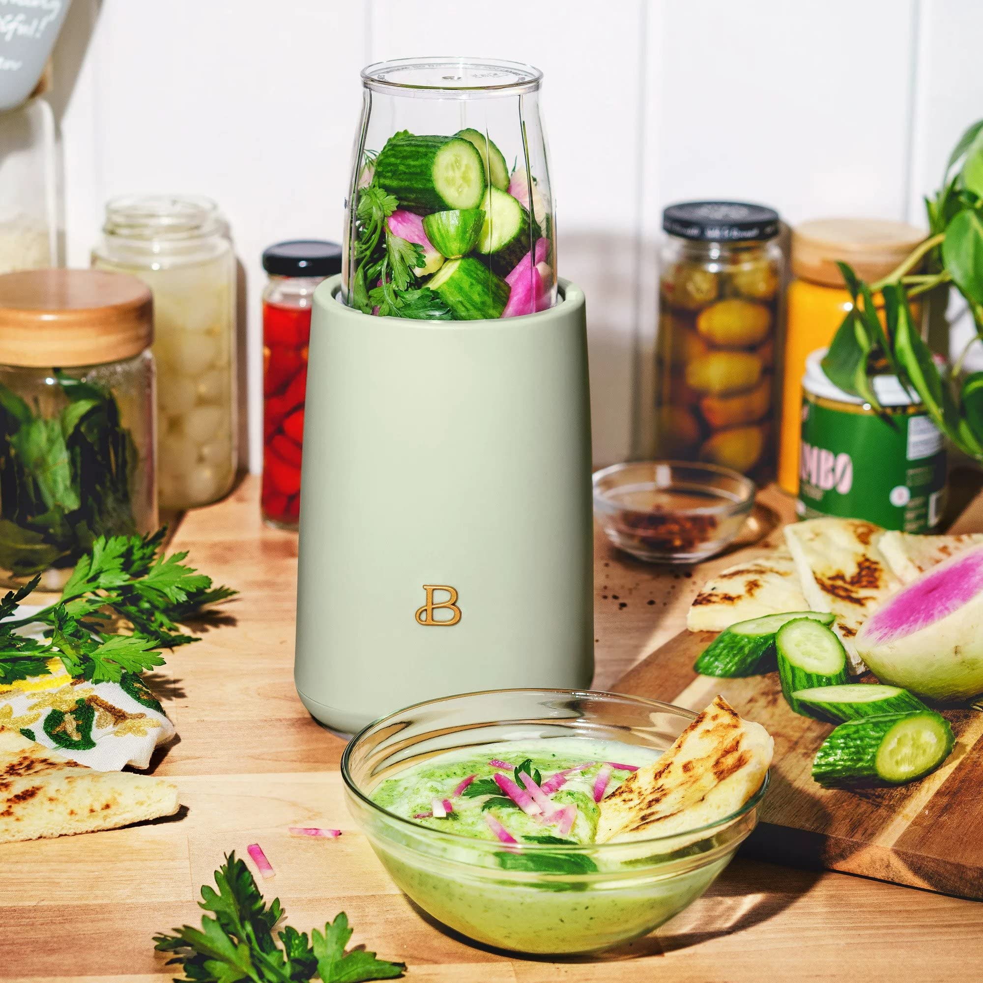 Beautiful Personal Blender, 12 Piece Set by Drew Barrymore (Sage Green)