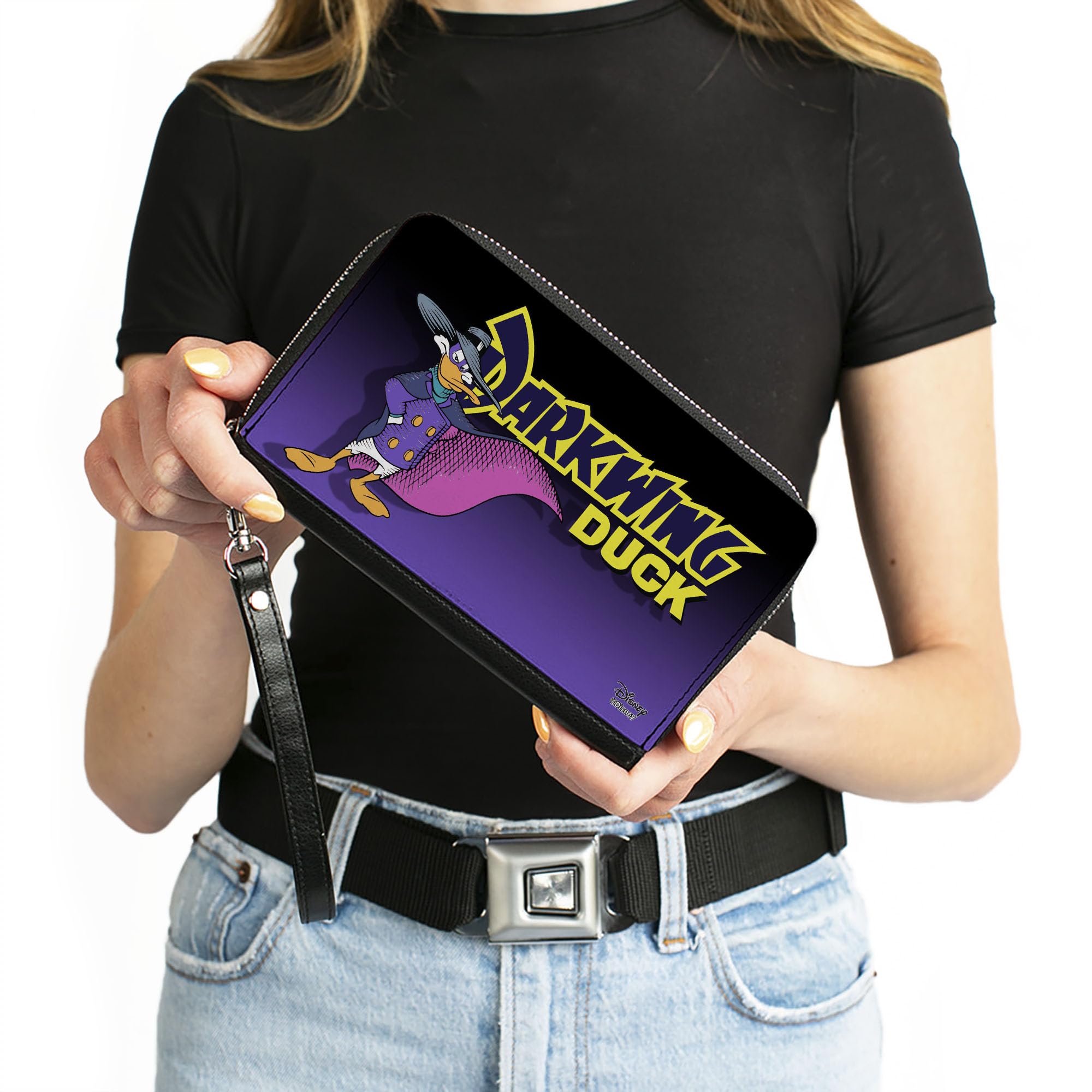 Buckle-Down Women's PU Zip Around Wallet Rectangle-Darkwing Duck, 7.5"x4.5"