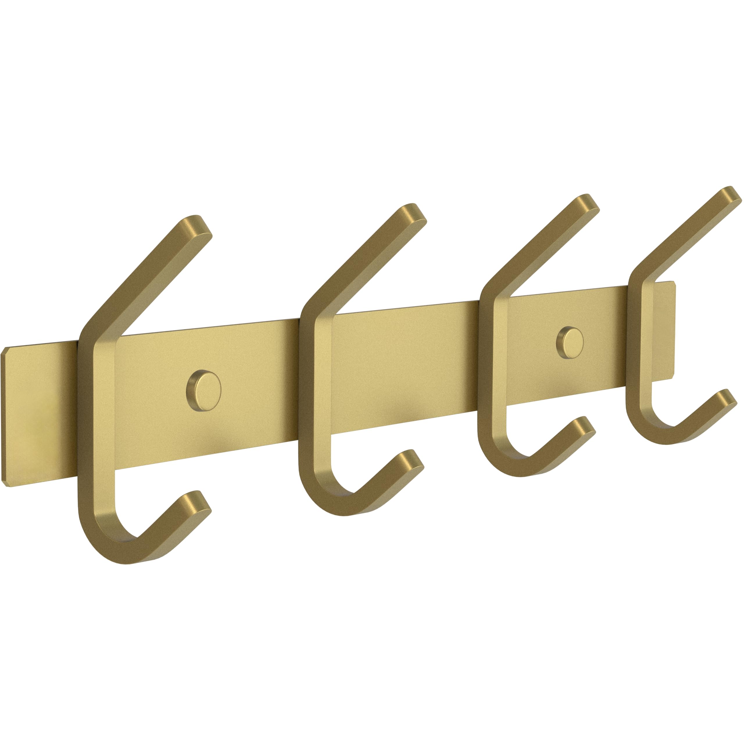 SAYONEYES Brushed Gold Coat Rack Wall Mount with 4 Double Hooks for Hanging – 12 Inch Heavy Duty SUS304 Stainless Steel Rustic Coat Hooks – Hat, Clothes, Purse, Towel Wall Hooks – 1 Pack