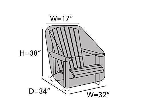 Covermates Adirondack Chair - Heavy-Duty Polyester, Weather Resistant, Drawcord Hem, Seating and Chair Covers, 32W x 34D x 38H, Ripstop Grey