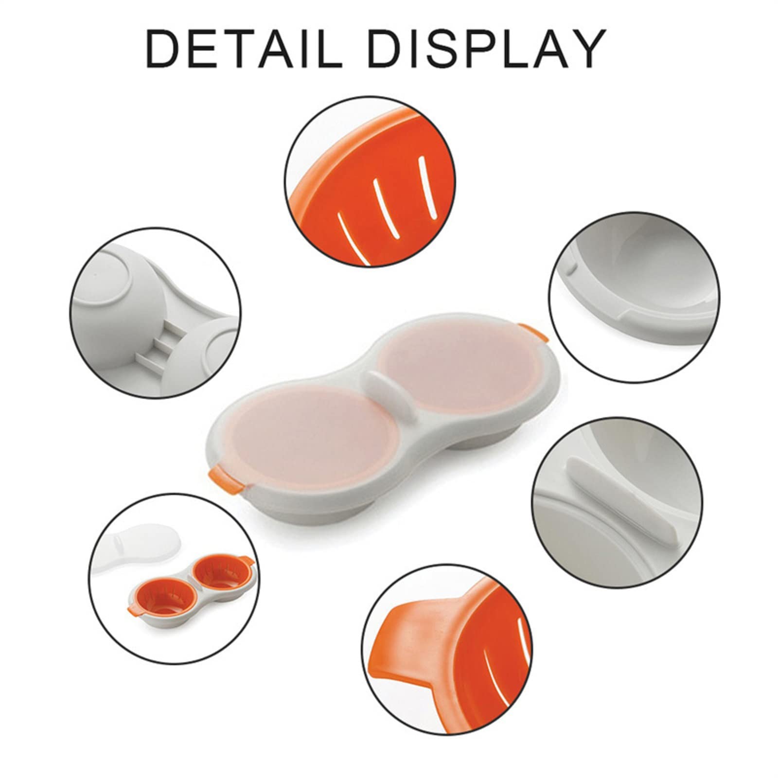 ARTIOMO Double Egg Poacher for Microwave,2 Cavity Edible Silicone Drain Egg Boiler Set, Non Stick Egg Cooker Poached Egg Steamer, Home Kit blue,green,orange