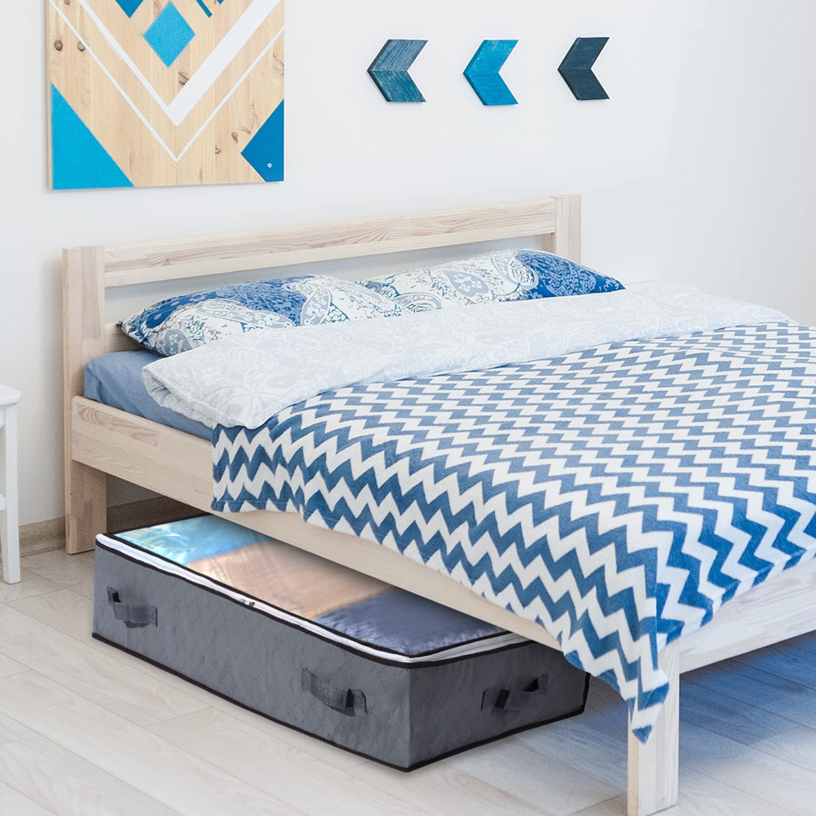 Berlune 10pcs Storage Boxes, 90L Under Bed Storage Containers, Large Clothes Storage Bags with Clear Window, Toy Organizers for Bed, Pillows, Blankets, Pets Supplies