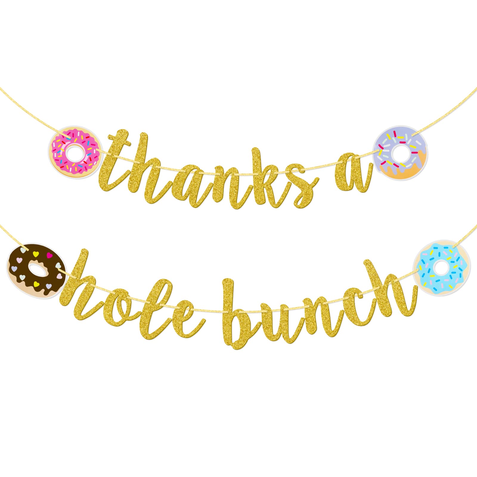 Thanks a Hole Bunch Banner, Pre-strung Donut Thanks Banner, Donut Baby Shower, Donut Bar, Donut Birthday Party Banner, Donut Theme Party Decorations