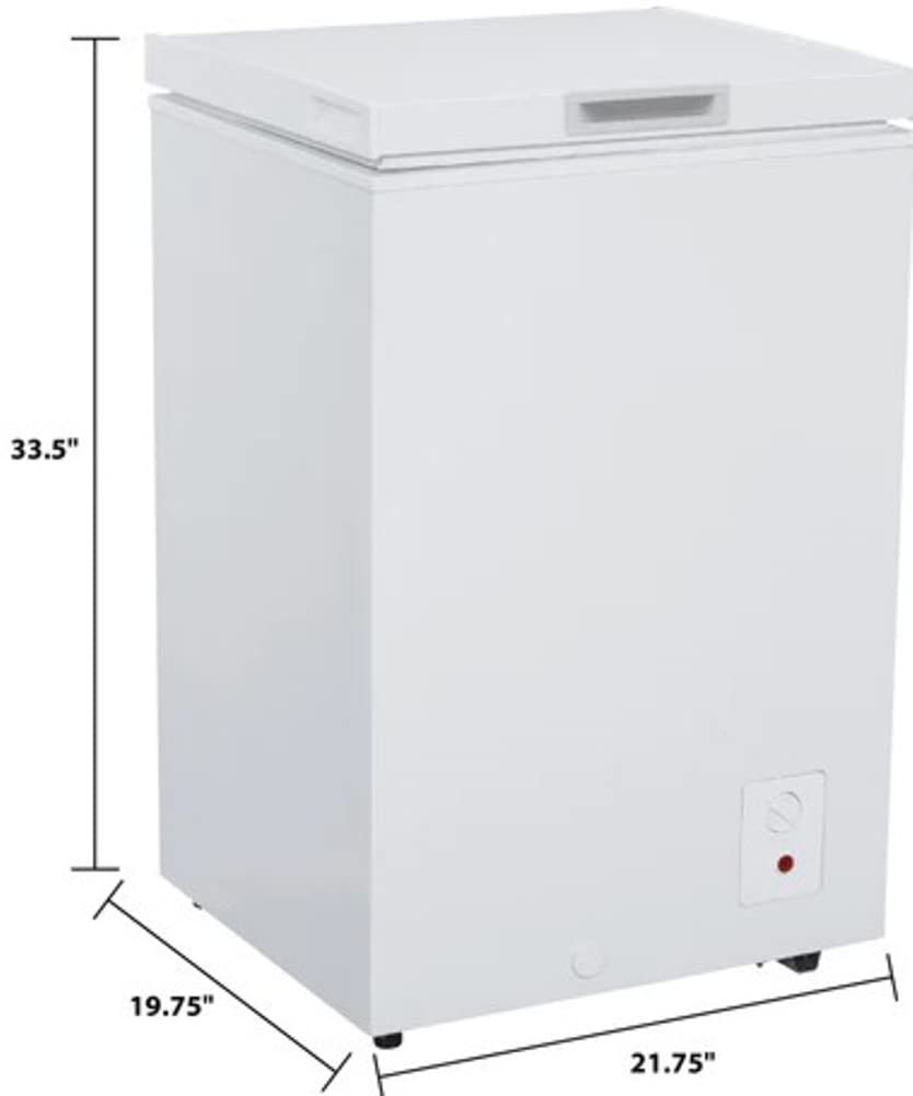 Avanti CF350M0W Slim 20x22x34 Inch 3.5 Cubic Foot Capacity Stand Alone Upright Ice Chest Deep Freezer with Defrost and Removable Storage Basket, White