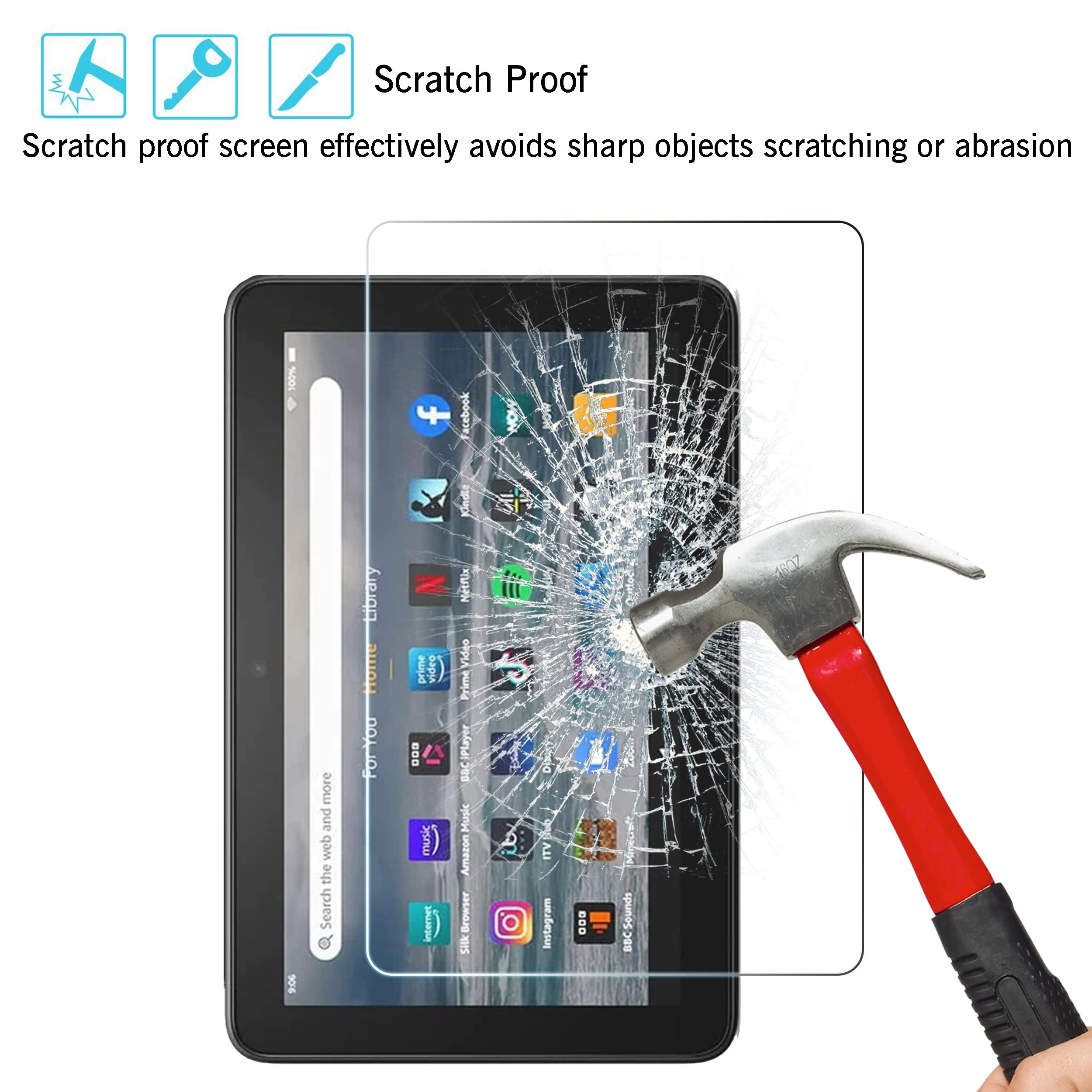 Ailun 3 Pack Screen Protector for All-new Fire 7 Tablet 7-inch(12th Gen 2022 Release), Tempered Glass 9H Hardness Ultra Clear Anti Scratch Case Friendly, Not for Fire 7 Kids Tablet
