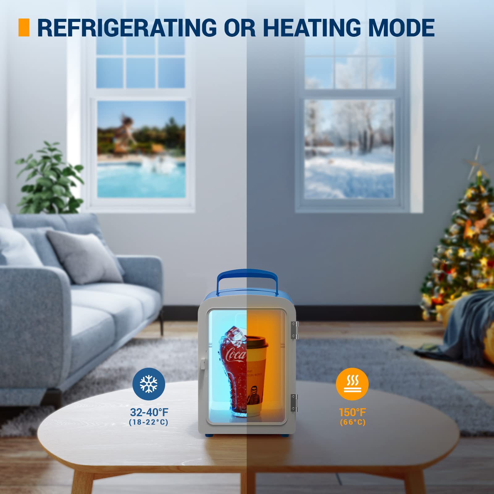 AstroAI Mini Fridge 4 Liter/6 Can Blue AC to DC Converter 8.5A…