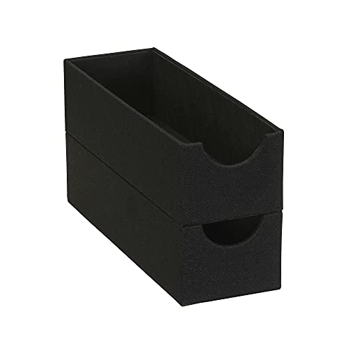 Household Essentials 2-Pack of Drawer Organizers, Sturdy Chipboard with Soft Polyester Cover, Handy and Fashionable Organization Solution, 3β H x 4β W x 12β D, Black Linen