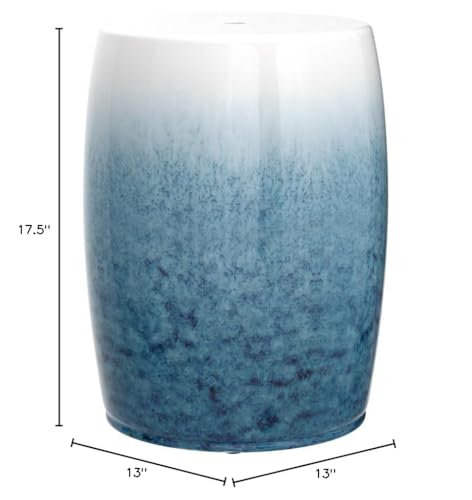 Signature Design by Ashley Ikegrove Coastal Indoor & Outdoor Accent Stool, Blue & White