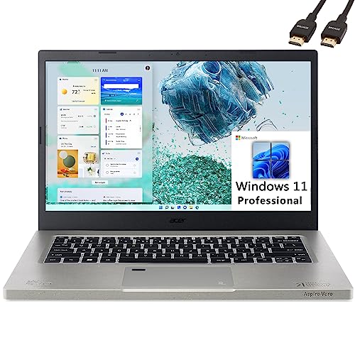 Acer 2023 Aspire Vero AV14 14" FHD Business Laptop, 12th Gen Intel 10-Core i7-1255U, 16GB DDR4 RAM, 1TB PCIe SSD, WiFi 6, Backlight KB, Fingerprint Reader, Windows 11 Pro, BROAG HDMI Cable