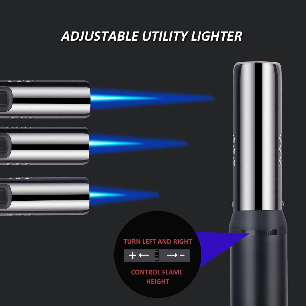 Blow Torch Lighter Outdoor Windproof Lighter Refillable Torch Lighter for cocktail smoker，toast, marshmallows, Creme Brulee, BBQ, and hookah coals (Checker A)