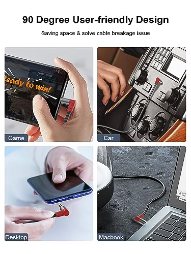 ANYPLUS Aux Cord, Headphone Jack to Headphone Jack Aux Cable 90 Degree 3.5mm Audio Cable Male to Male Fish Wire Braided Auxiliary Cord for Android for Car Compatible with iPhone,iPod,iPad,Speakers