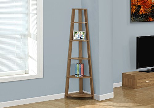 Monarch Specialties , Corner Bookcase, Walnut, 72"H