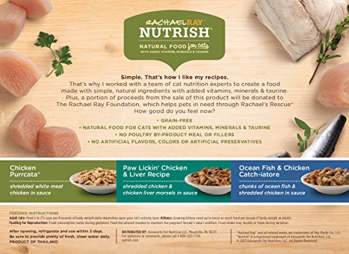 Rachael Ray Nutrish Premium Wet Cat Food, Chicken Lovers Variety Pack, Grain Free, 12 Count (Pack of 1)