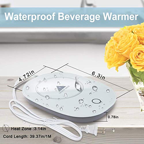 Ariskey Coffee Mug Warmer with Spoon Auto Shut Off Beverage Warmers Electric Thermostatic Smart Cup Warmer Pad for Office and Home Cocoa Tea Water Milk Soup (Up to 131F℉/55℃) with Leave Coffee Spoon