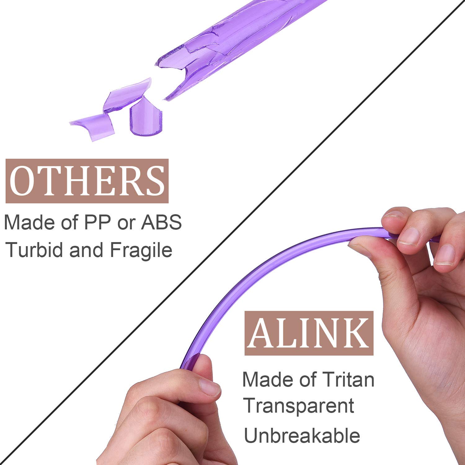 ALINK 200 Colorful Flexible Straws + 10 Tritan Reusable Straws with Cleaning Brush