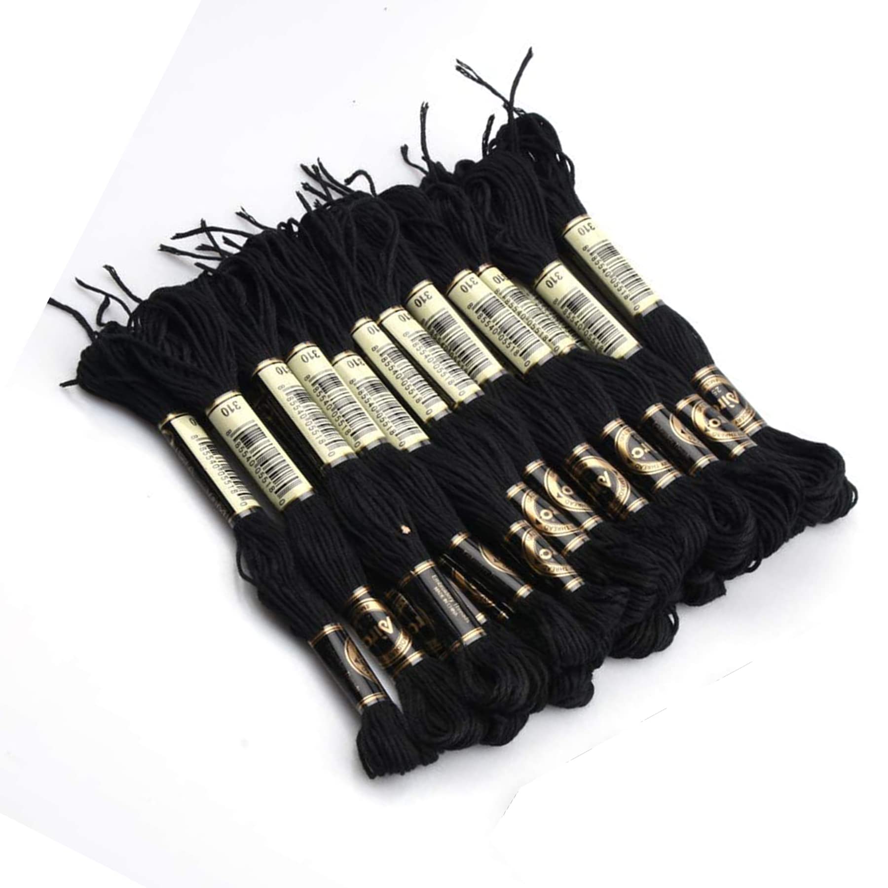 Acrice 25 Skeins White Embroidery Floss Black Embroidery Threads Cotton Cross Stitch Threads for Friendship Bracelet String and DIY Embroidery Project (25 Skeins White)