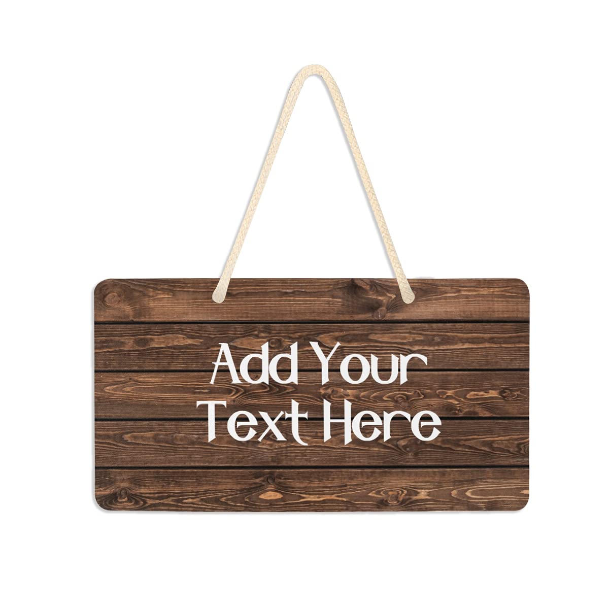 Custom Personalized Vintage Brown Wooden Board Hanging Door Sign 6" x11" Add Your Text Sign Front Porch Wall Plaque House Sign Garden Office Home Decor Hanging