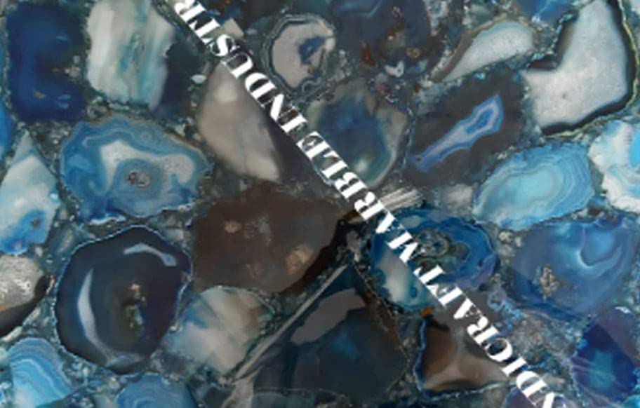 Blue Agate Stone Rectangular Slab for Kitchen & Bar, Blue Agate Stone Countertop 24" x 12" Inch, Blue Agate Stone Rectangular Dining & Meeting Room Table Top, Piece Of Conversation, Family Heir Loom