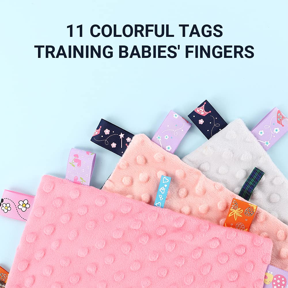 Cute Baby Security Tag Blanket withTeether,Soft,Soothing, Comfortable,Dotted Backing Taggy Teething Blanket for Boys and Girls. (Planets)