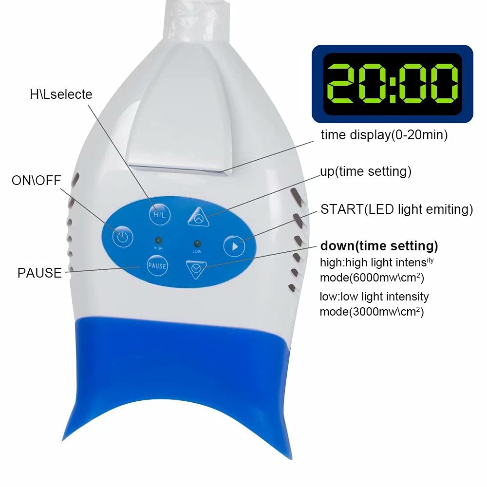 Enshey LED Teeth Whitening Light Dental Mobile Cold LED Light Lamp Bleaching Accelerator Holding on Table LED Teeth Whitening Machine, Ship from USA, 2-4 Days Delivery