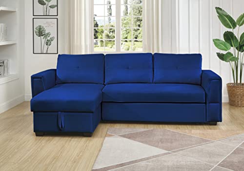 Legend Vansen 91'' L-Shaped Convertible Sectional Sleeper Sofa with Pull-Out Bed and Storage,with Reversible Chaise,Convertible Sofa for Living Room and Apartment