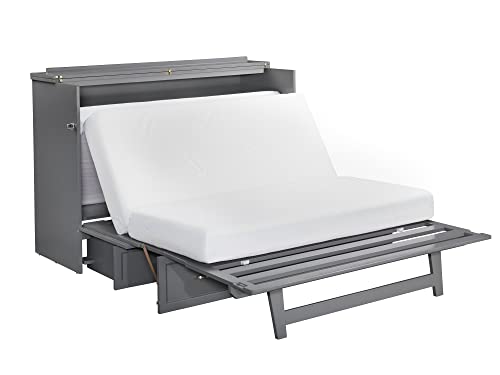 AFI Deerfield Murphy Bed Chest with Charging Station, Queen, Grey