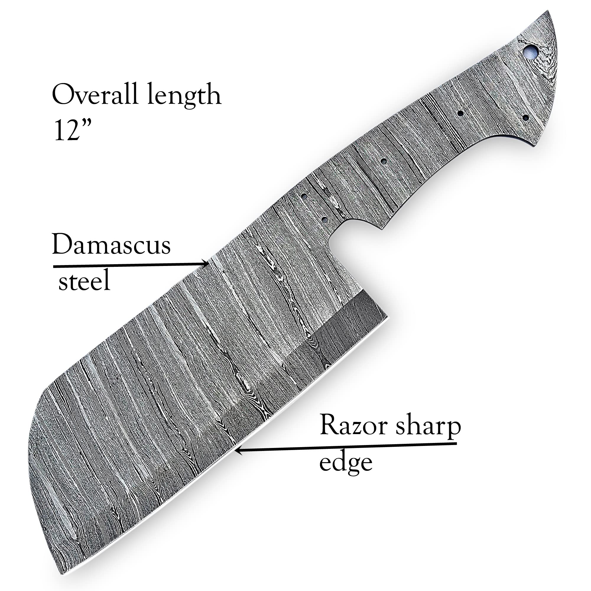 Damascus Cleaver Blank Blade Chopper Butcher Chef Kitchen Knife Making Supplies by ColdLand NKB08