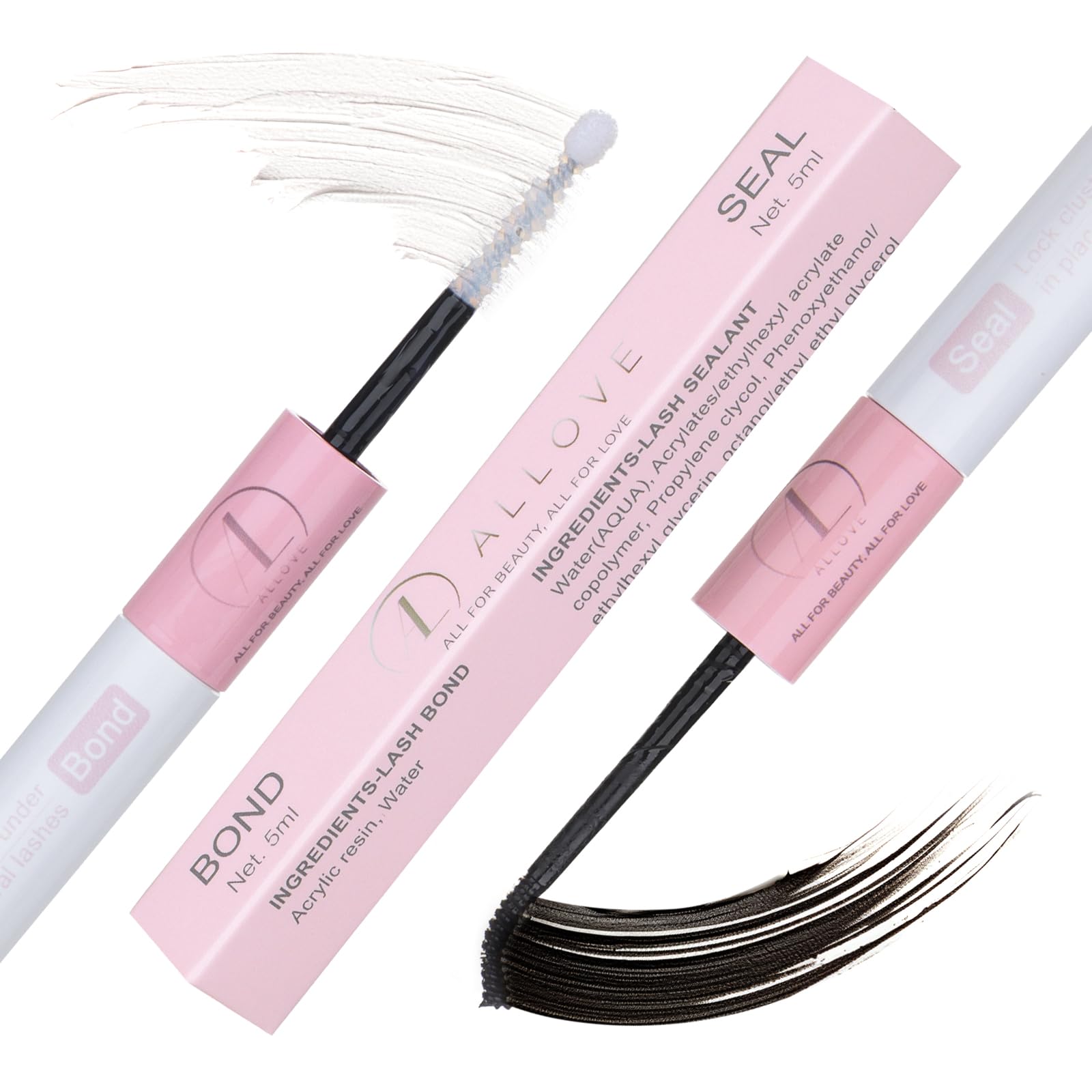 ALLOVE Lash Bond and Seal for Eyelash Extensions Cluster Lash Glue and Sealant for DIY Lash Extensions Strong Hold for 48-72 Hours Waterproof Lash Adhesive for Individual Lashes