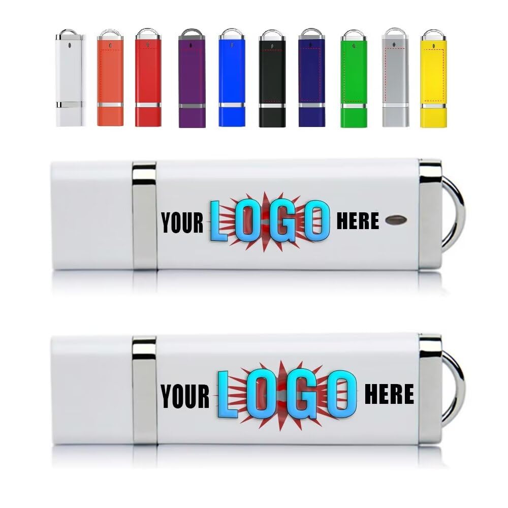 50pcs 32GB Custom USB Flash Drive with Personalized Logo for Promotion, Customized USB Thumb Drive, Bespoke Bulk Zip Drive (10 Color Options)