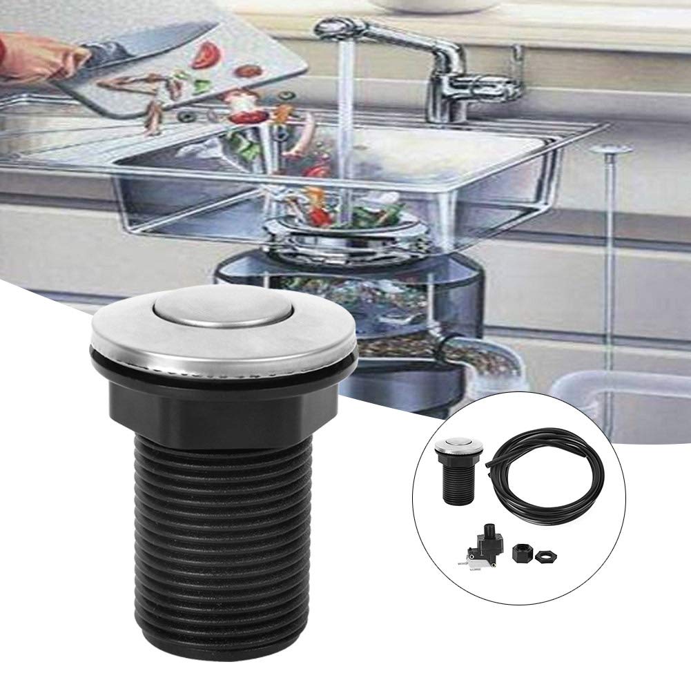 Air Activated Push Switch Button Garbage Disposal Bathtub Hose Kit Stainless Steel