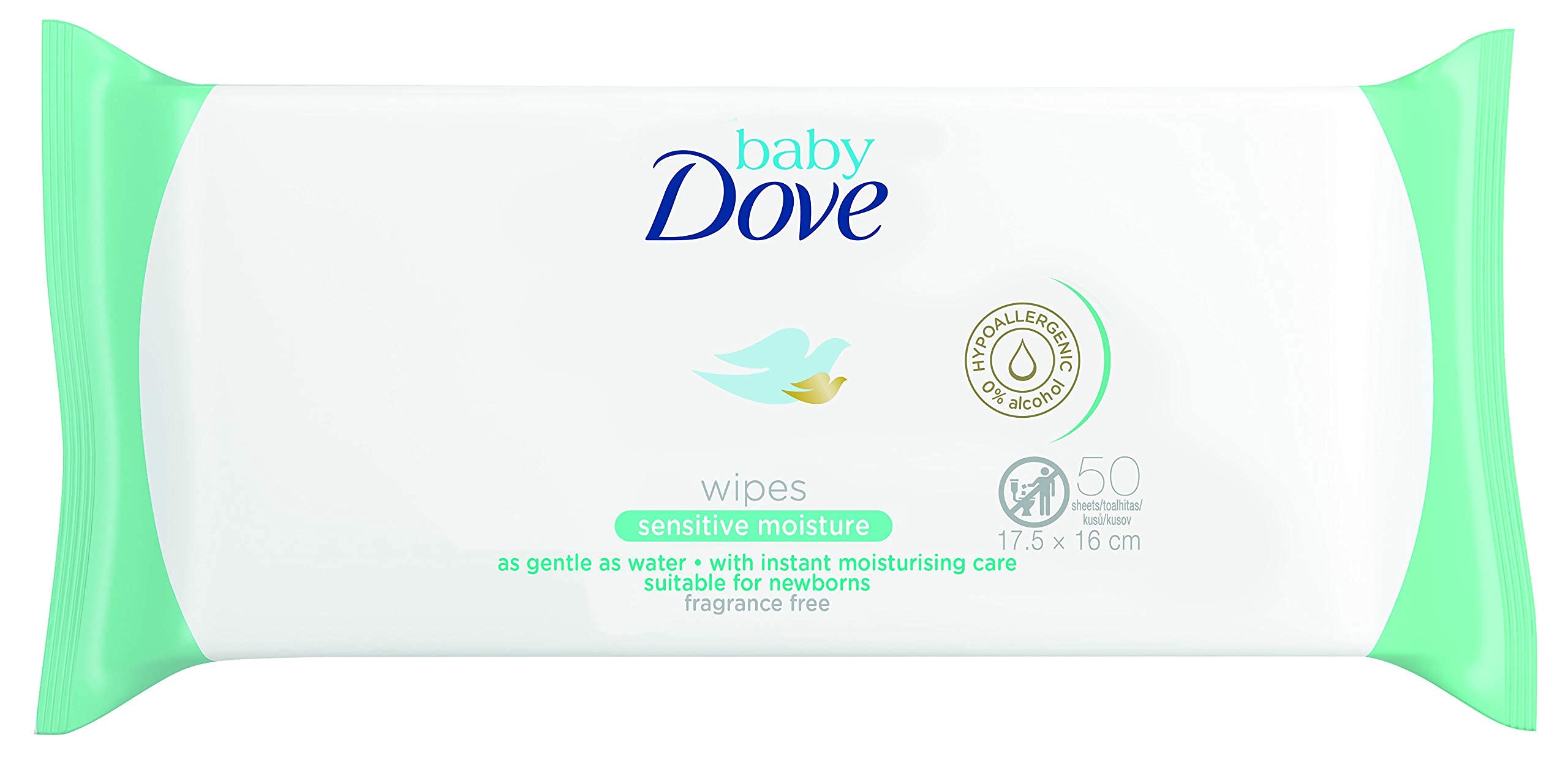 Dove Baby Wipes, Sensitive Moisture, 50 Wipes (Pack of 6)